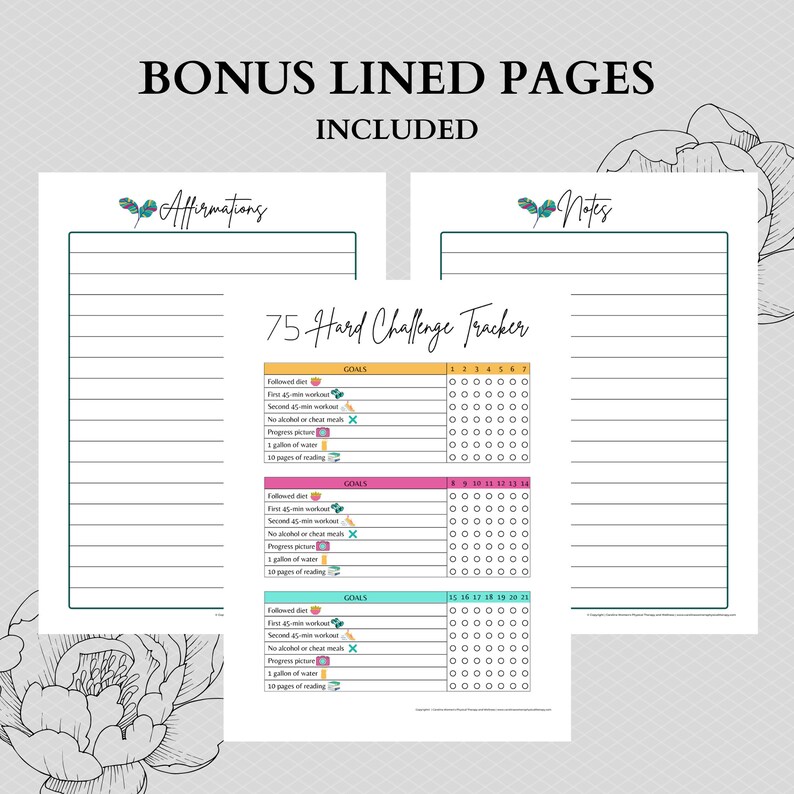 Buy 75 Hard Challenge Habit Tracker 75 Hard Printable Planner Printable ...