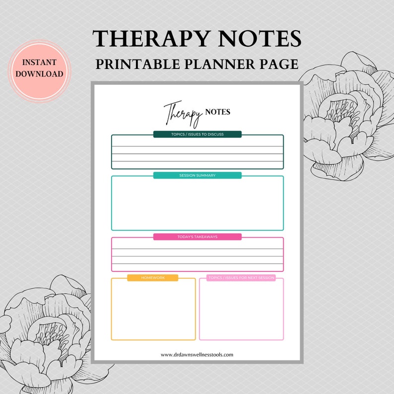 Therapy Journal, Therapy Notes Planner Printable, Mental Health ...