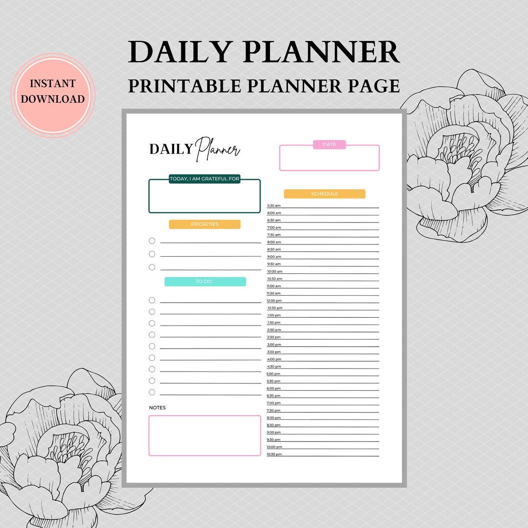 Minimalist Daily Planner Printable, Daily to Do List for Work/home ...