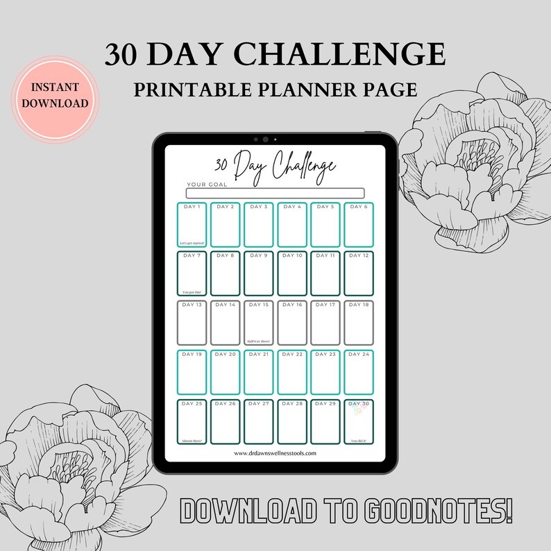 30 Day Challenge Printable PDF Habit Tracker Goal Tracker - Etsy