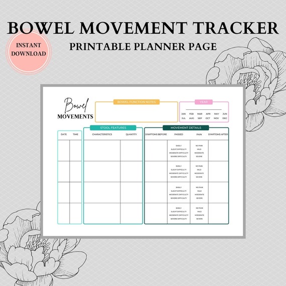 Monthly Bowel Movement Trackers Printable Chronic | Etsy