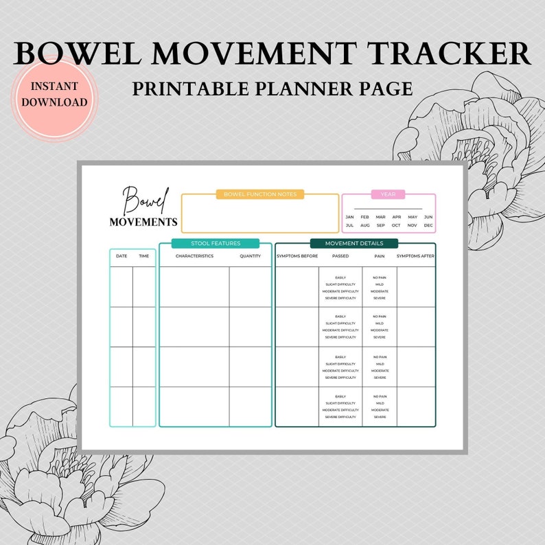 Monthly Bowel Movement Trackers Printable | Chronic Constipation ...