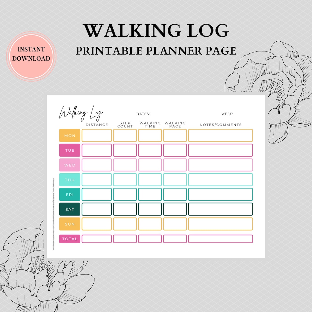 Fitness Journal, Walking Tracker, Workout Log, Weekly Workout Tracker ...
