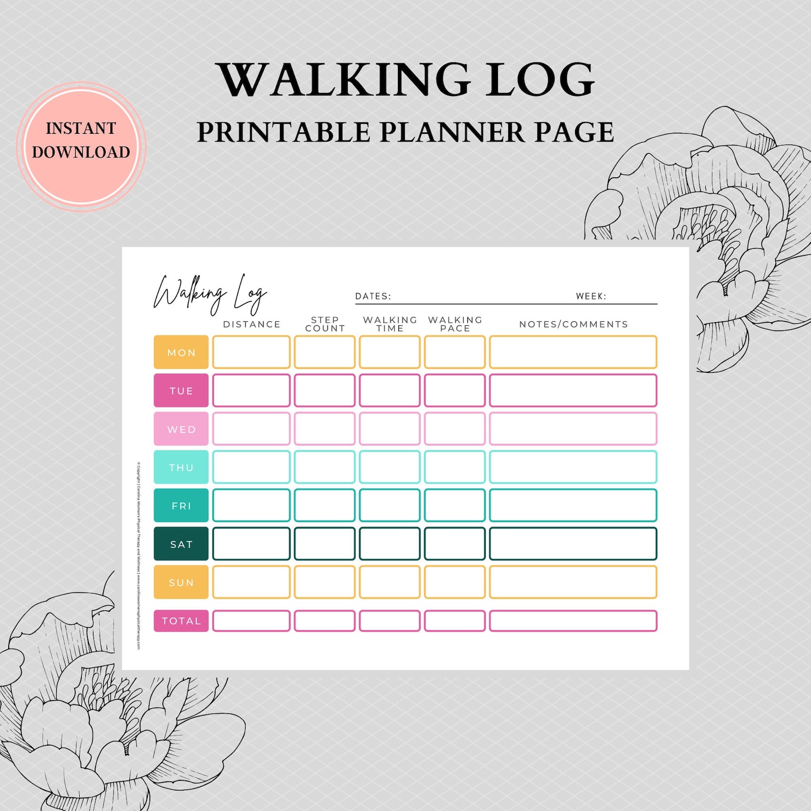 Outdoor Enthusiast Printable Walking Log | Workout Tracker | Fitness ...