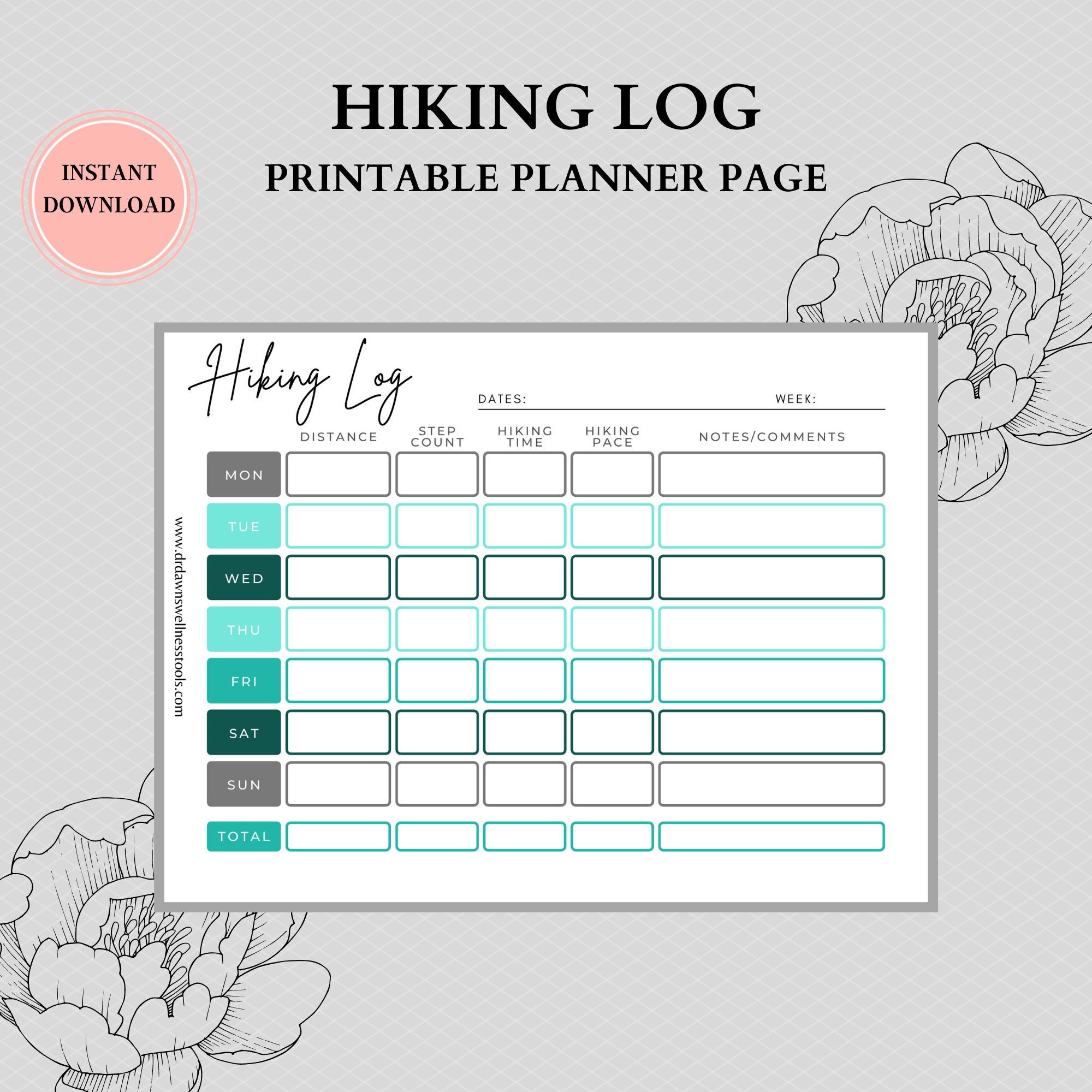 Printable Hiking Tracker | Trail Tracker | Downloadable Hiking Log | A4 ...