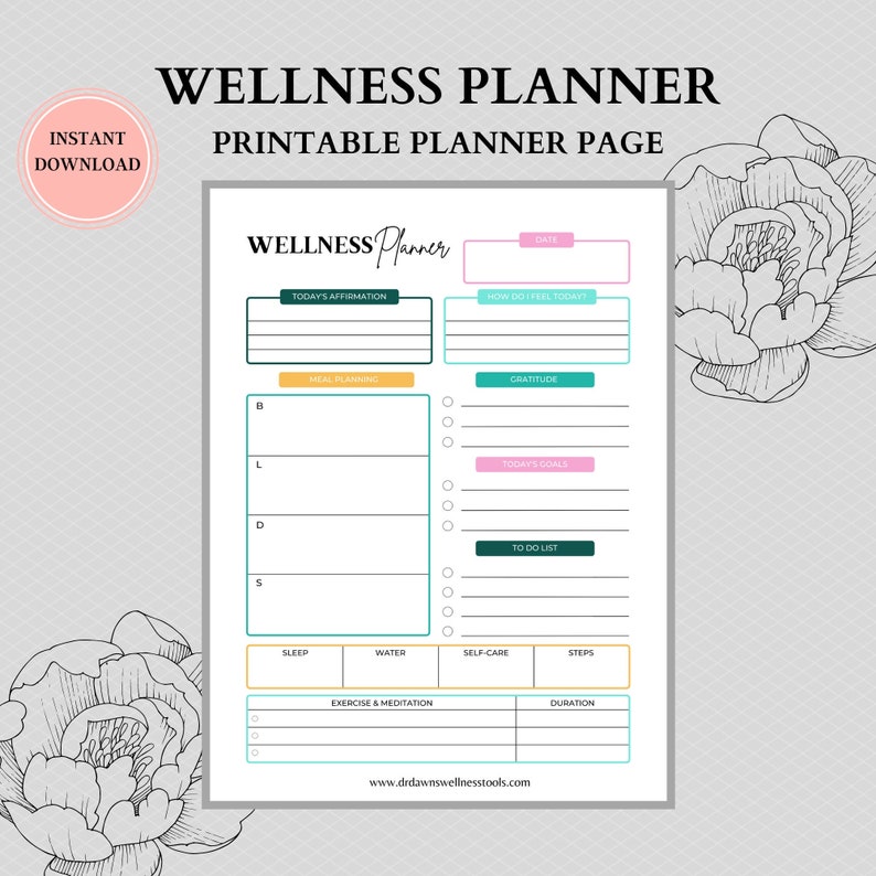 Daily Wellness Planner Daily Planner Printable Wellness Journal ...