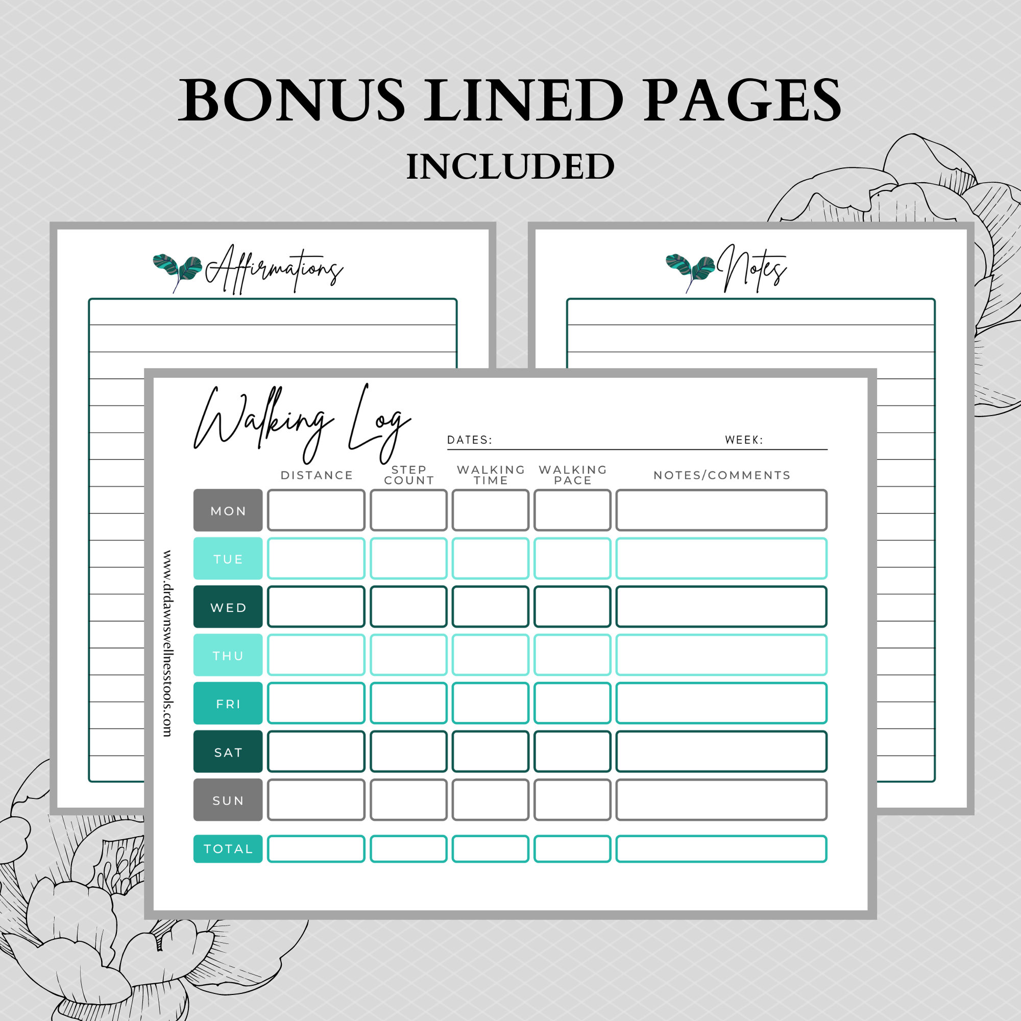 Walking Log, Walking Tracker, Workout Log, Weekly Workout Tracker, A4 ...