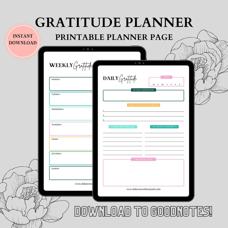 Daily Gratitude Journal Printable Mindful Planner Pages Digital PDF ...