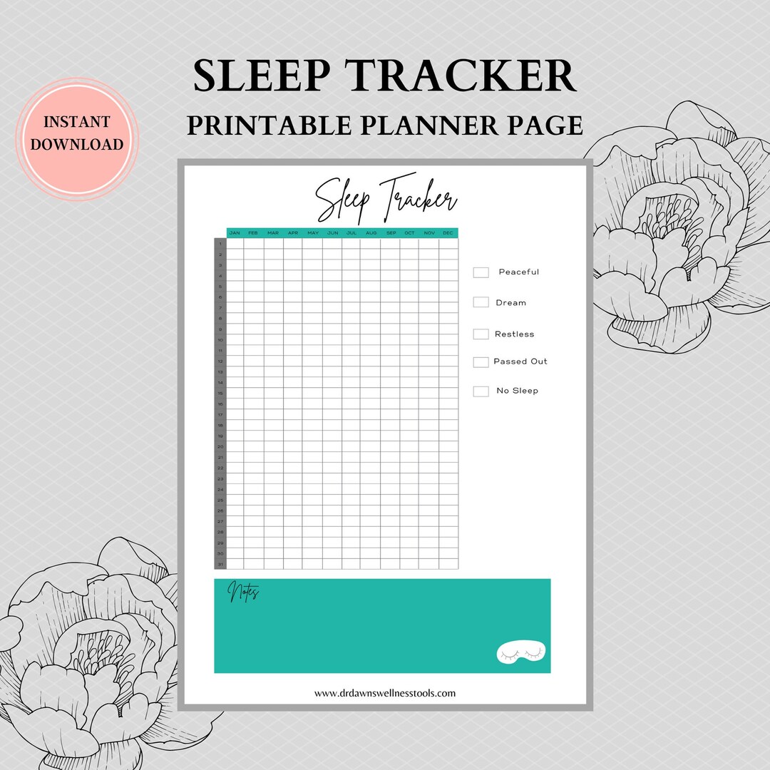 Printable Sleep Tracker, Fillable | Monthly Undated Sleep Chart | Sleep ...