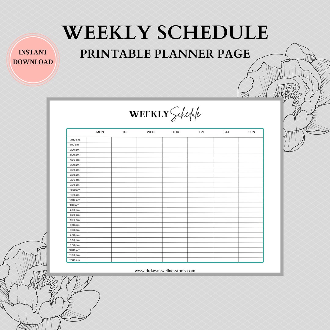 Weekly Planner Printable Landscape, Minimalist Weekly Schedule, Week at ...