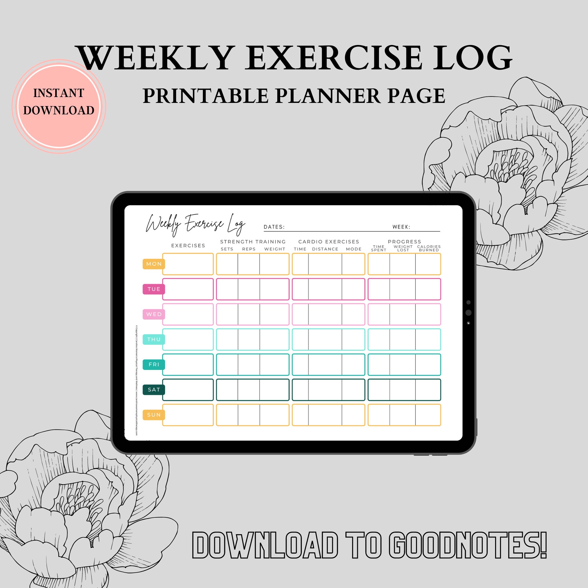 Weekly Fitness Planner Printable, Exercise Journal Workout Log - Etsy