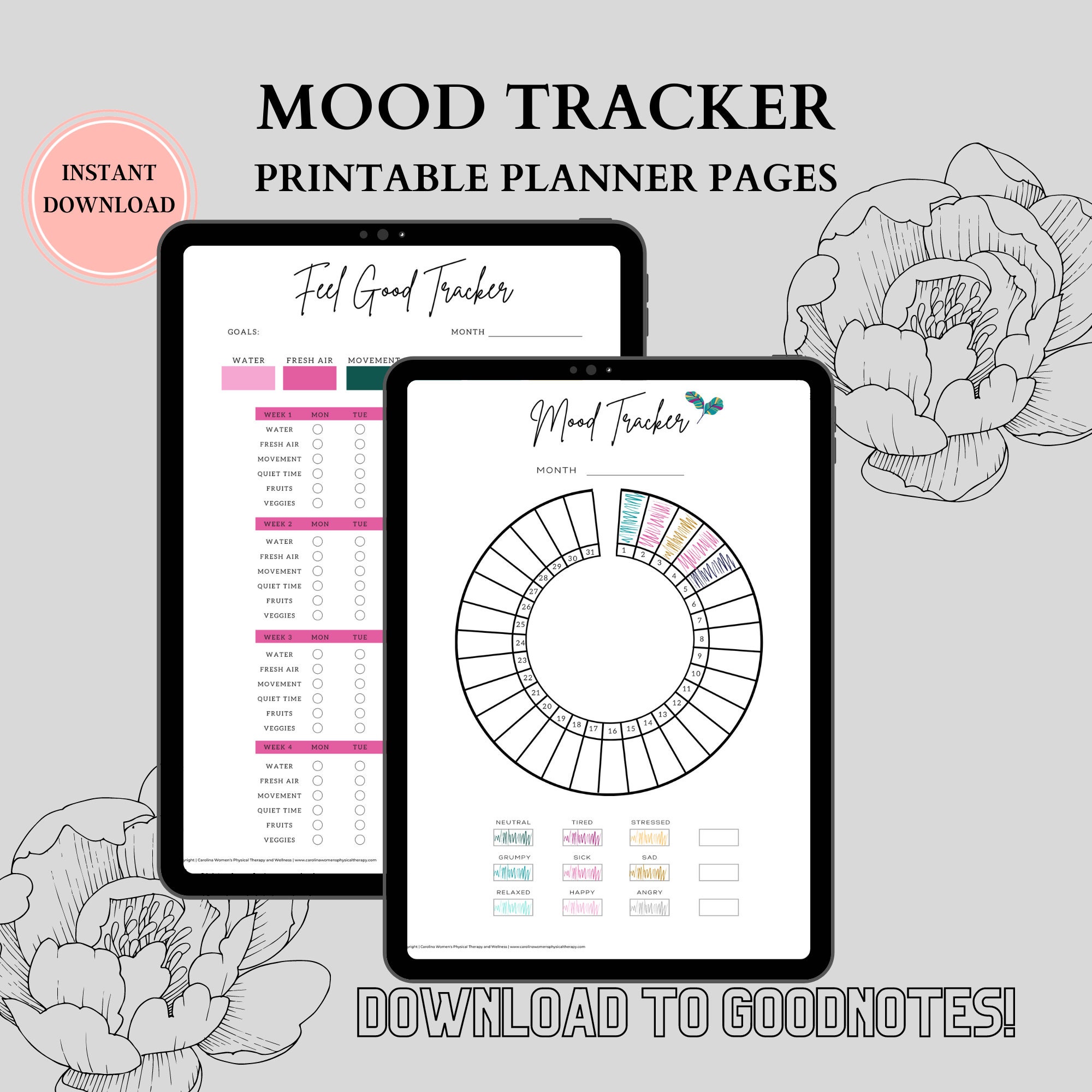Daily Mood Tracker | 8.5 X 11, A4 Printable PDF Planner | Mental Health ...