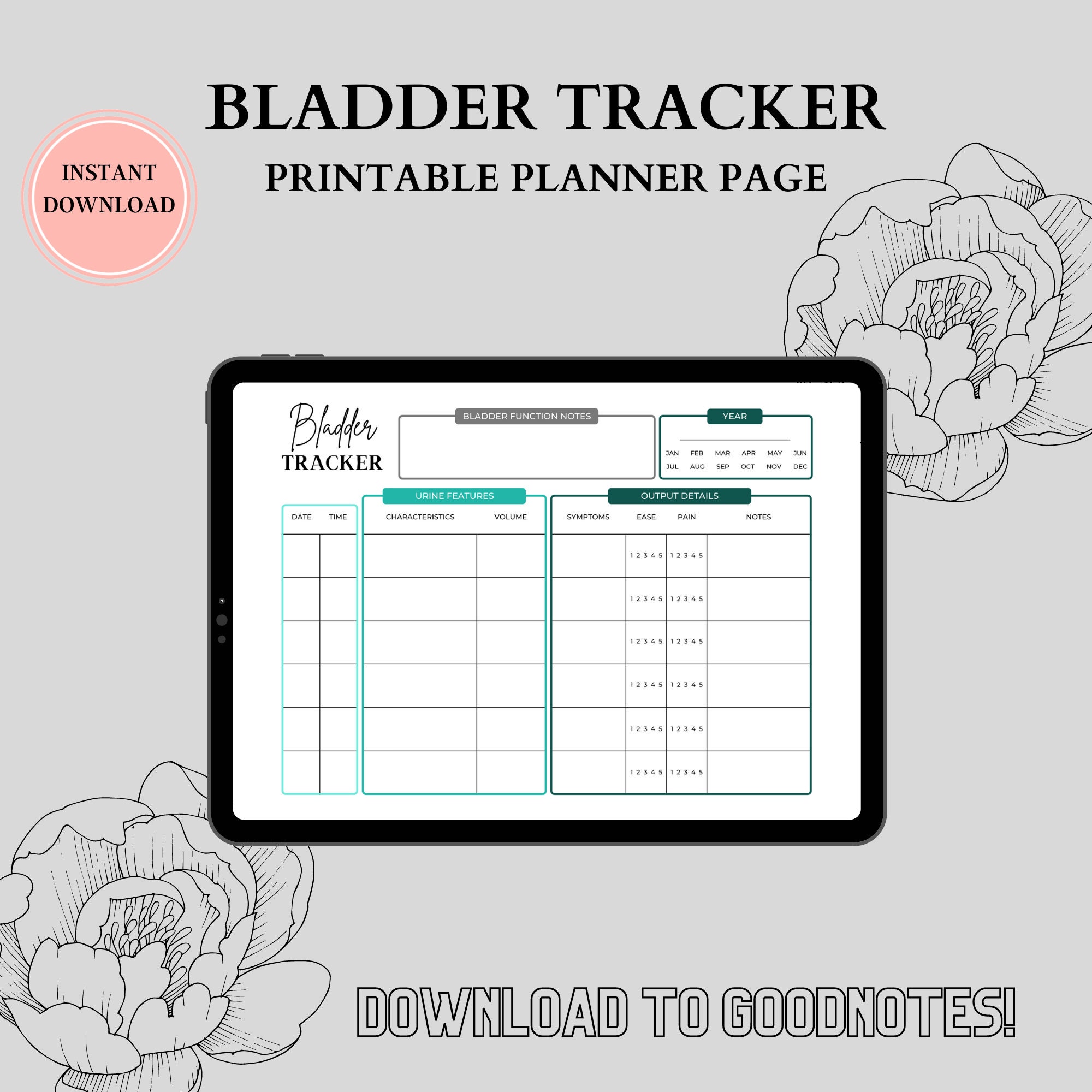 Bladder Tracker Fluid Input/output Tracker Manage Weekly or Monthly ...