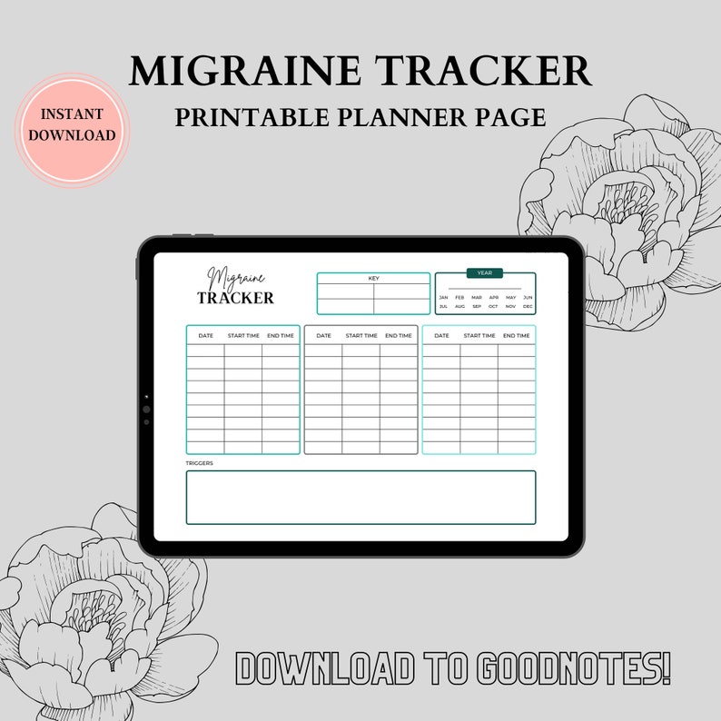 Migraine Tracker Printable | Migraine Log | Headache Tracker | Headache ...