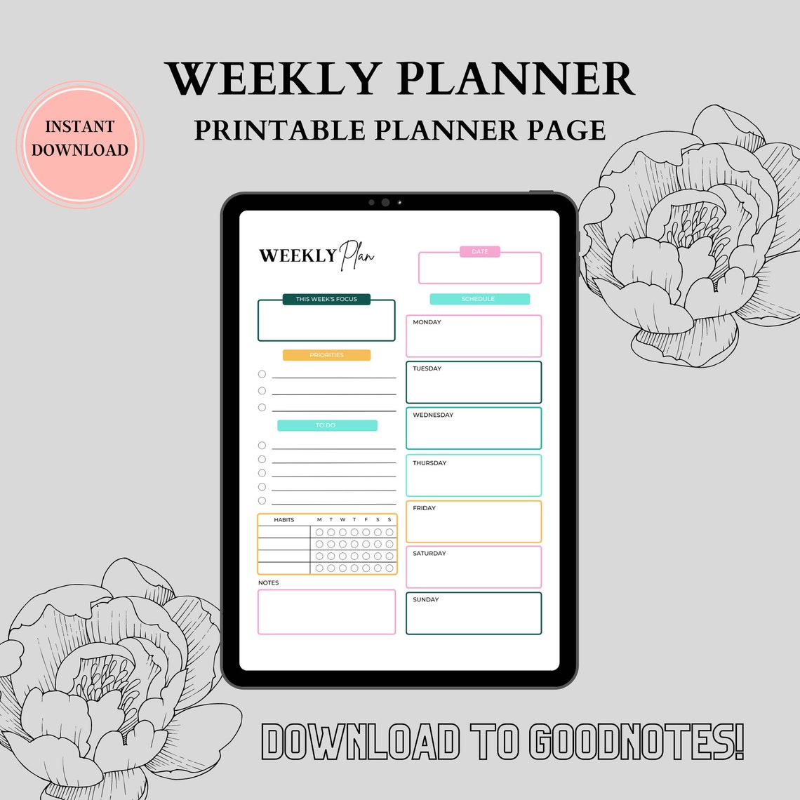 Weekly Organizer, Weekly Schedule, Weekly Planner Printable to Do List ...