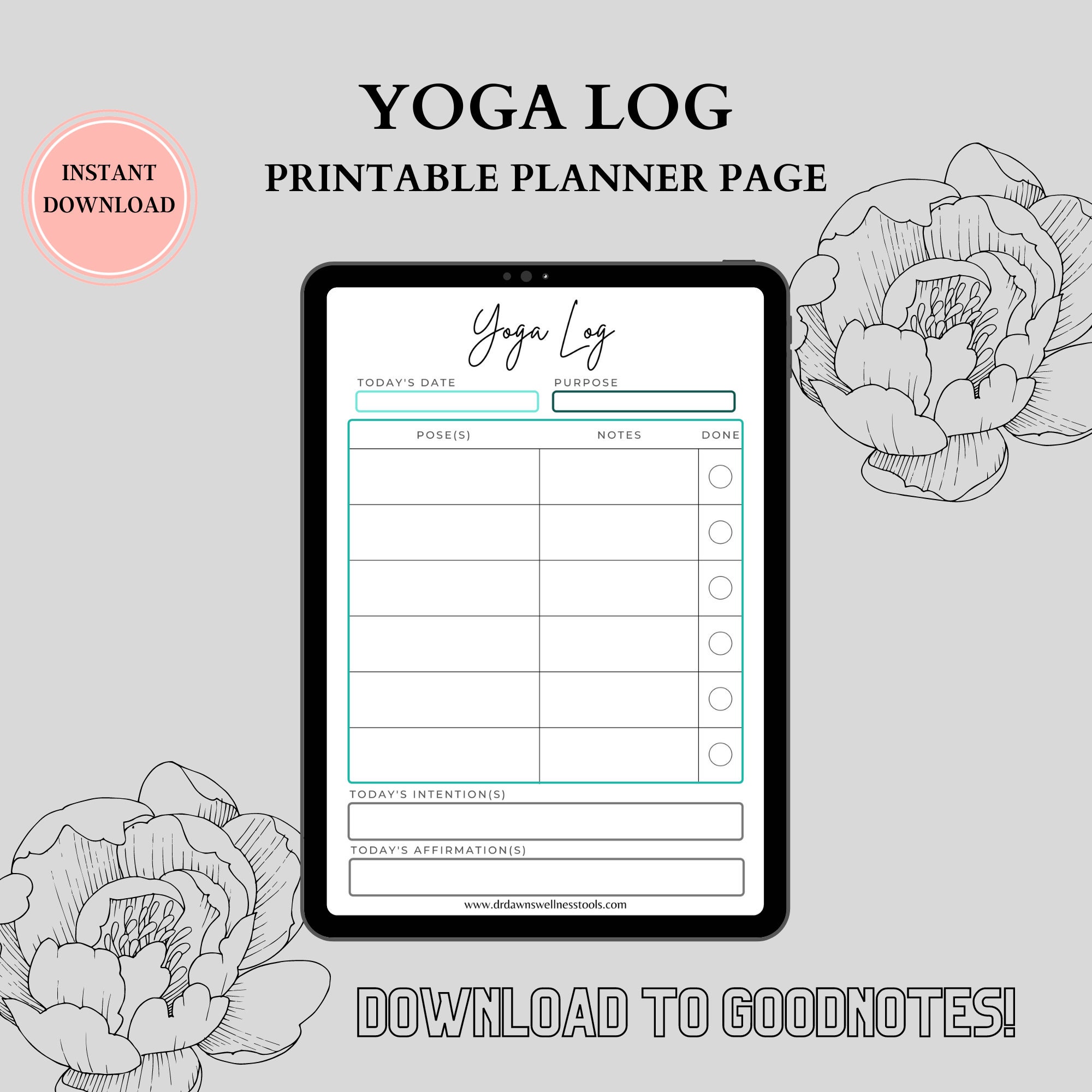 Personal Yoga Practice Log Sheet | Yoga Class Practice Log | Yoga ...