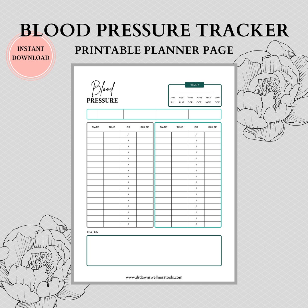 Blood Pressure Log | Editable Printable | Blood Pressure Tracker ...