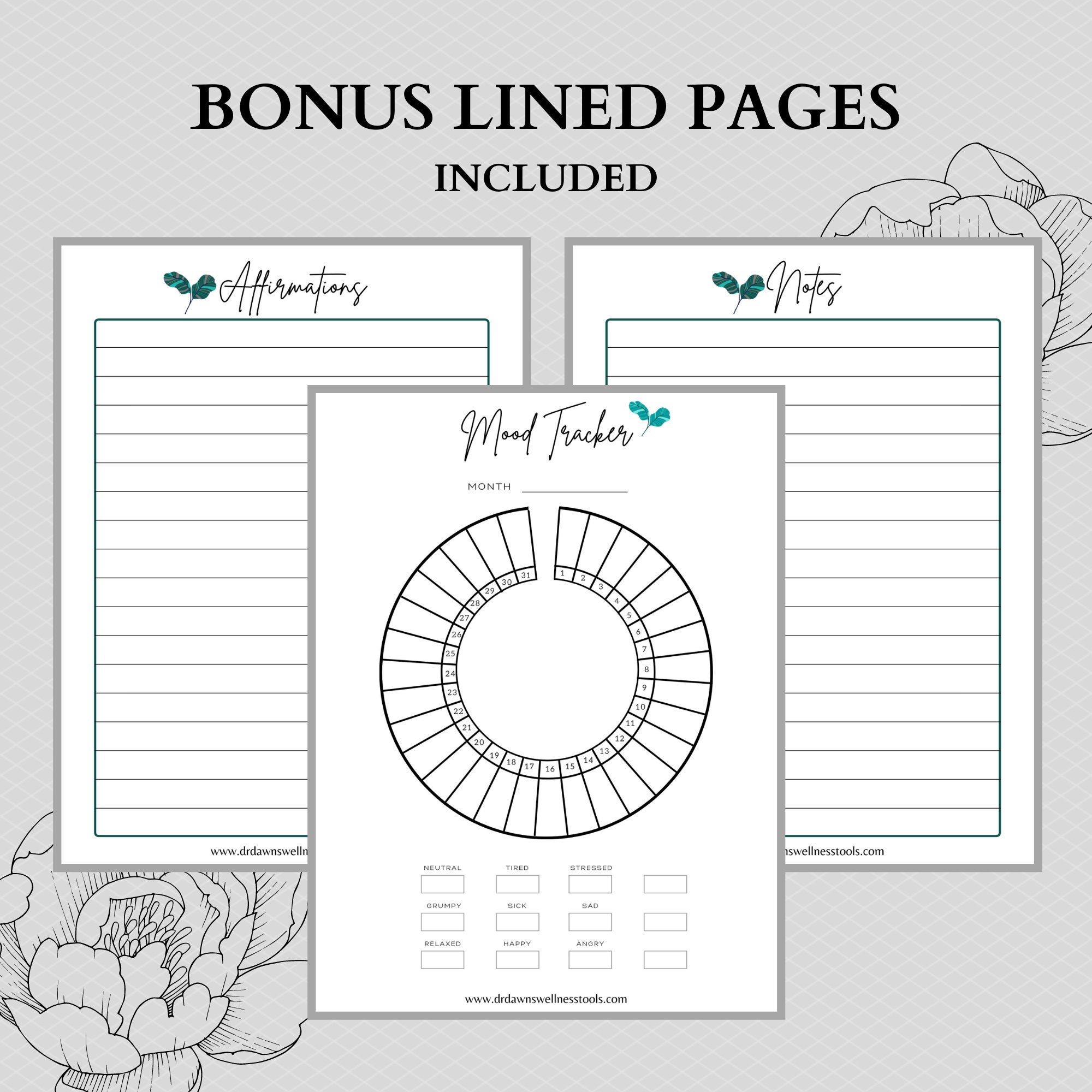 Mood Tracker Printable, Yearly Monthly Mood Planner, Circular Mood ...