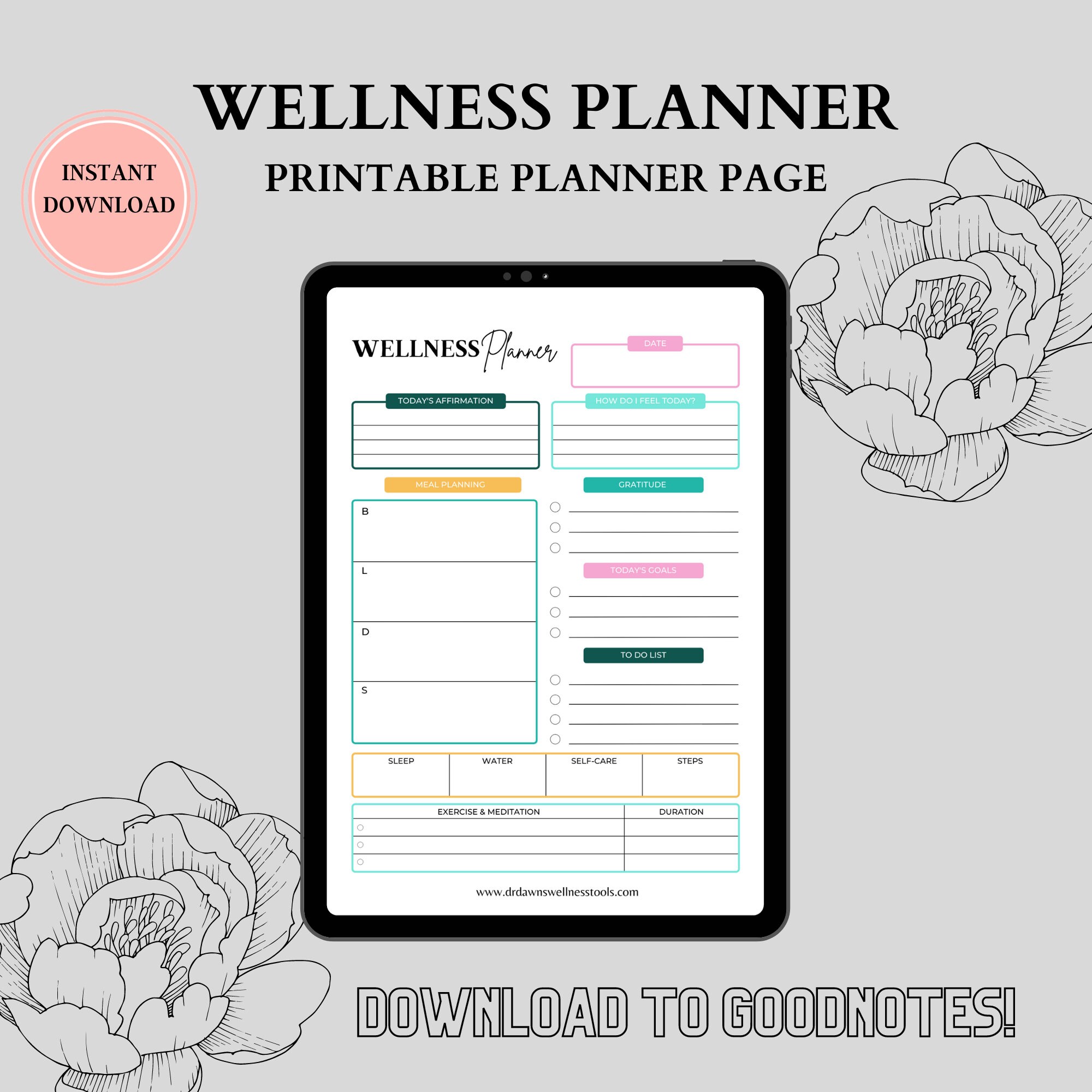 Daily Wellness Planner | Daily Planner Printable | Wellness Journal ...