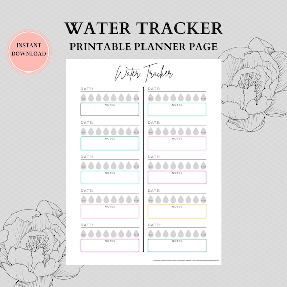 Water Intake Tracker Water Tracker Printable Water Journal | Etsy