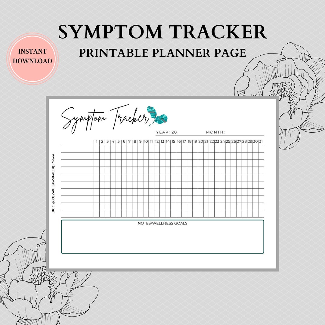 Symptom Tracker Printable Medical Planner Pain Tracker Symptom Journal ...