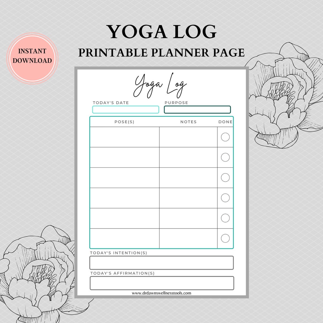 Personal Yoga Practice Log Sheet | Yoga Class Practice Log | Yoga ...
