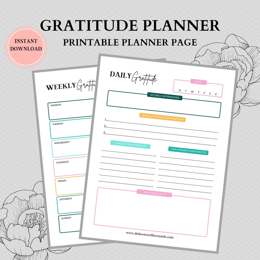 Daily Gratitude Journal Printable | Mindful Planner Pages | Digital PDF ...