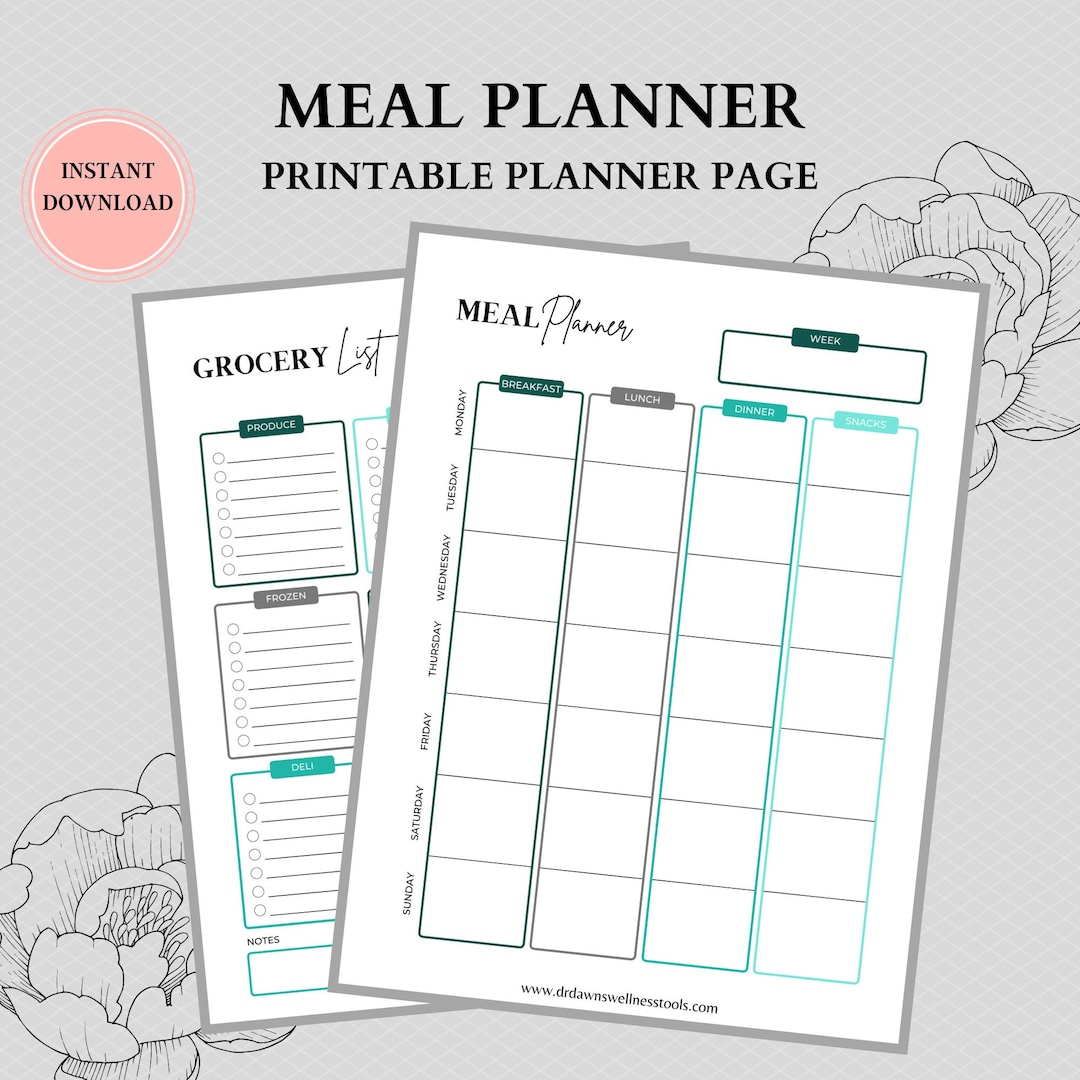 Editable Weekly Meal Planner, Grocery List Printable, Digital Meal Prep ...