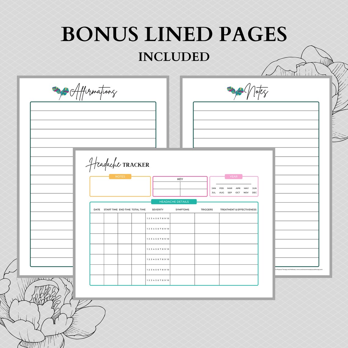 Printable Chronic Headache Tracker | Chart Headache Events Symptoms ...