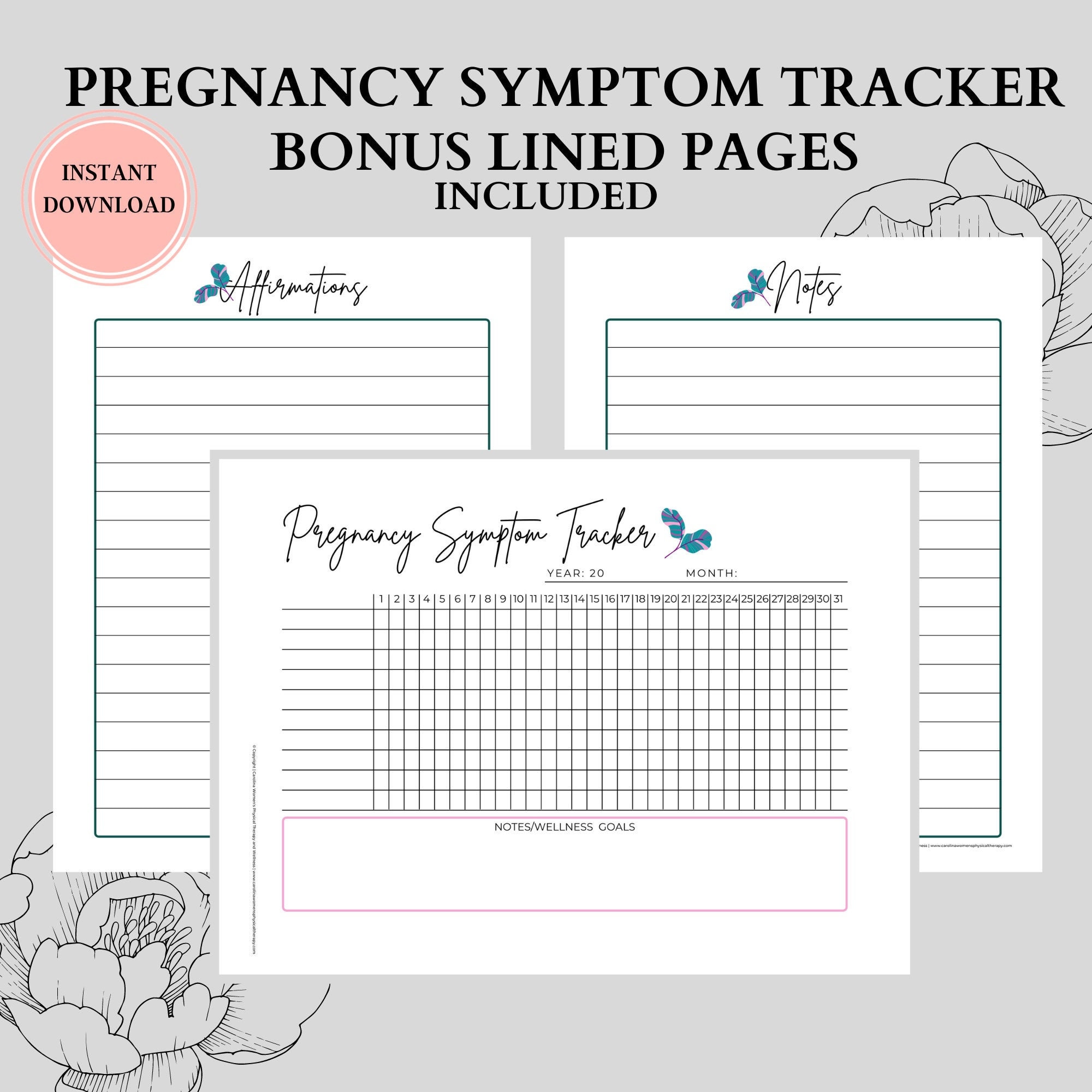Pregnancy Planner | Pregnancy Diary Symptom Tracker | Pregnancy Journal ...