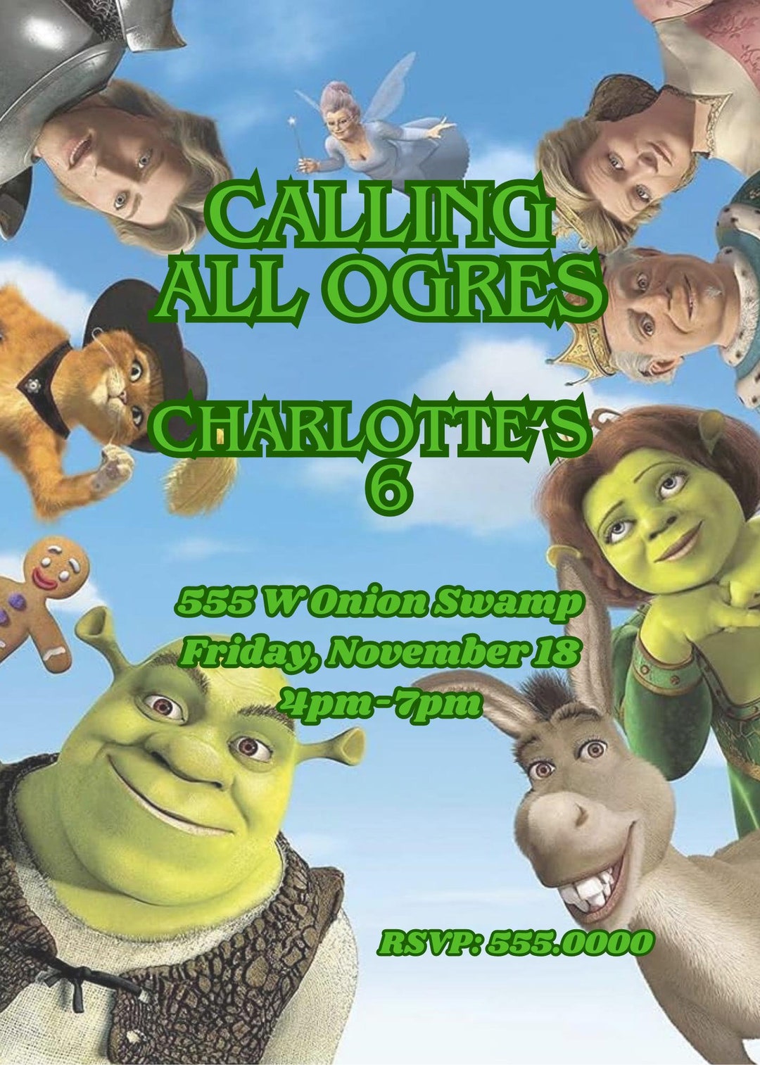 Shrek Birthday Invitation, Editable, Fairytale Birthday, Ogre - Etsy