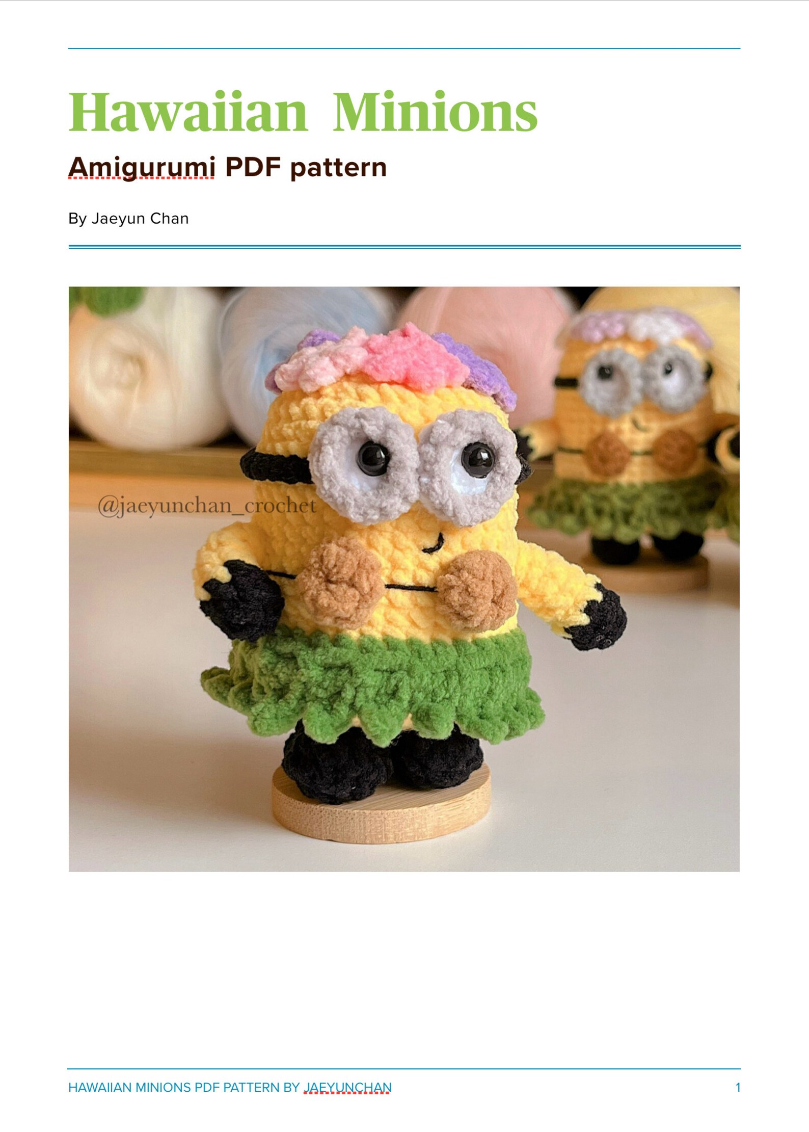 Hawaiian Minion Amigurumi PDF Pattern by Jaeyunchan Handmade Crochet ...