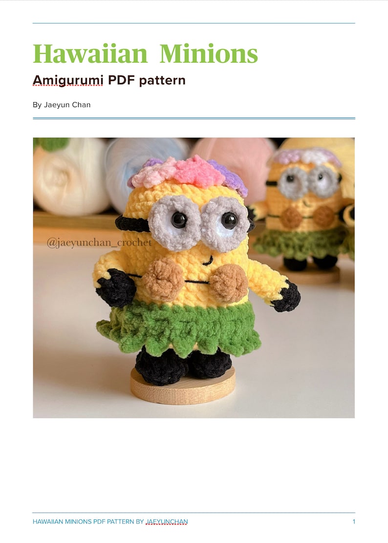 Hawaiian Minion Amigurumi PDF Pattern by Jaeyunchan Handmade Crochet ...