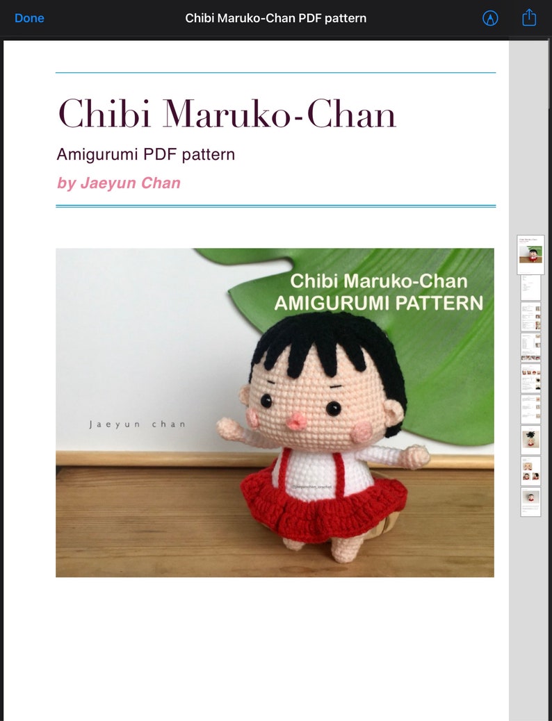 Chibi Maruko-chan Amigurumi PDF Pattern by Jaeyunchan Handmade Crochet ...