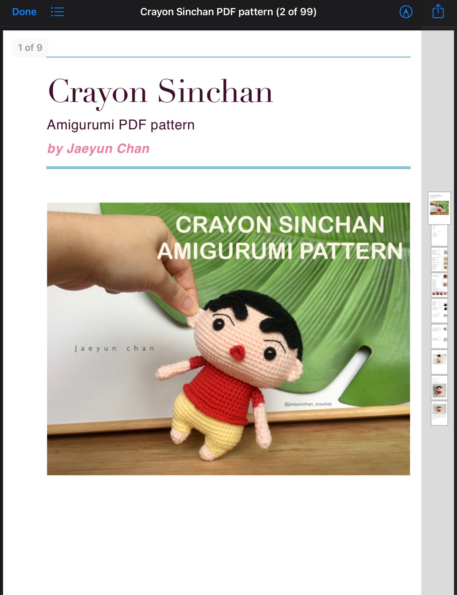 Crayon Shin-chan Amigurumi PDF Pattern by Jaeyunchan Handmade Crochet ...