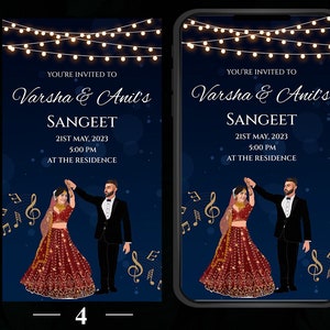 Sangeet Party Invite Card, Blue Sangeet Invite, Sangeet Night Invites ...