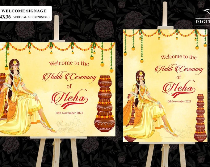Haldi Ceremony Signages Haldi Welcome Ceremony Signage - Etsy India