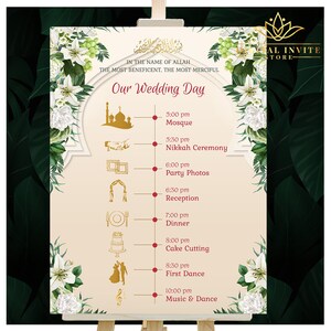 Muslim Wedding Program Nikkah Timeline Poster Nikkah Program - Etsy