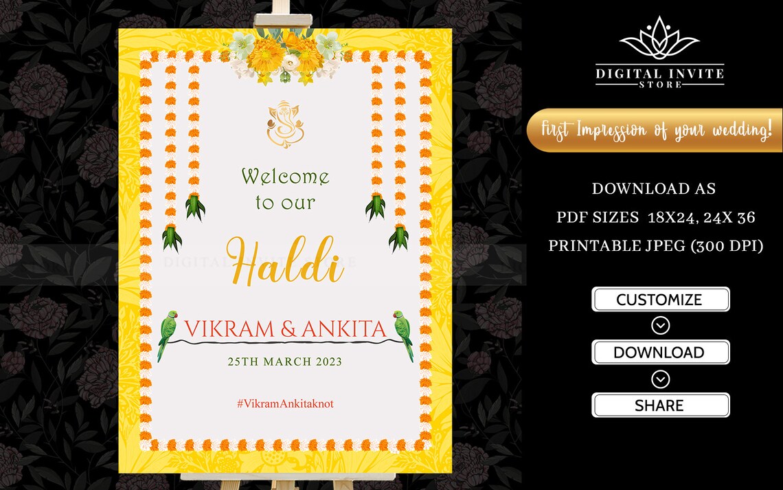 Haldi Signage Board Haldi Welcome Signage Indian Haldi Decor - Etsy