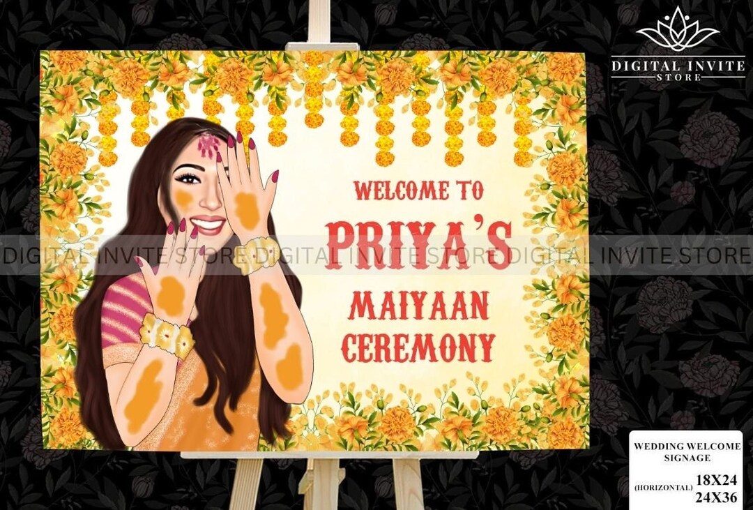 Maiyaan Signage Board, Haldi Ceremony Welcome Signs, Indian Maiya Decor ...
