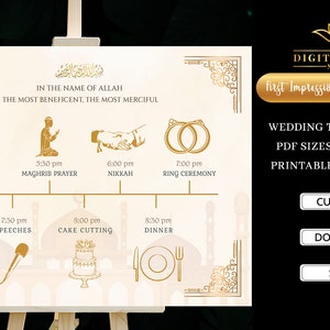 Nikkah Timeline Poster Muslim Wedding Program Nikkah Program - Etsy