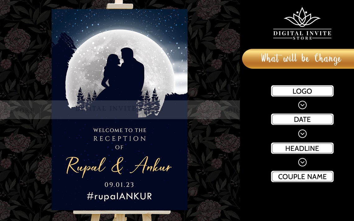 Royal Blue Reception Signs Indian Reception Decor Signs Moon - Etsy