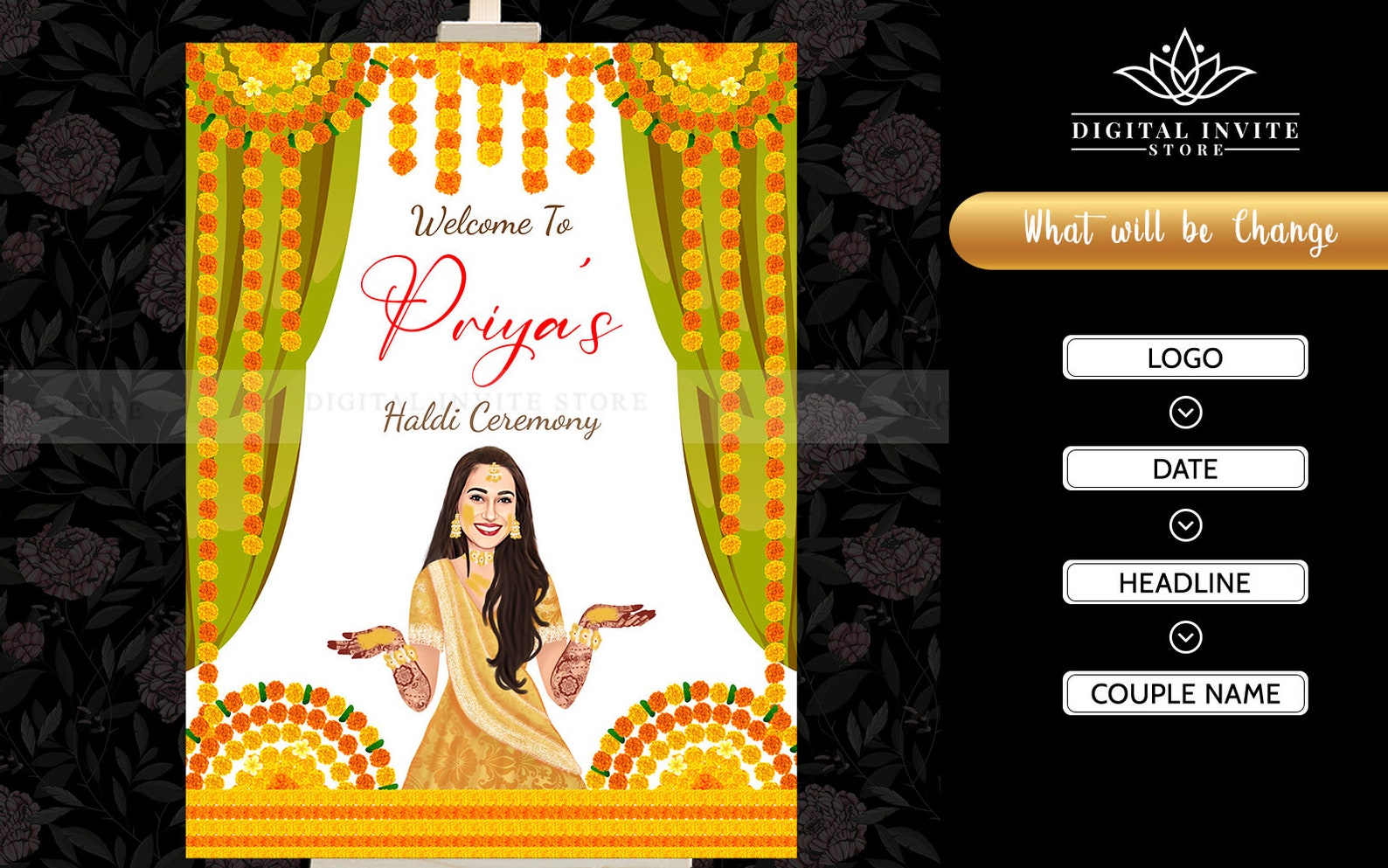 Haldi Signage Board Haldi Welcome Signage Maiyaan Indian - Etsy