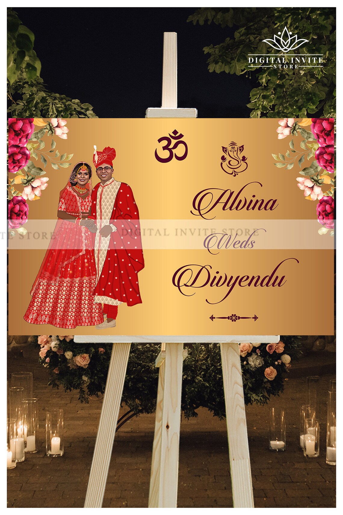 Custom Portrait Indian Wedding Welcome Signage Kobar Wedding - Etsy New ...