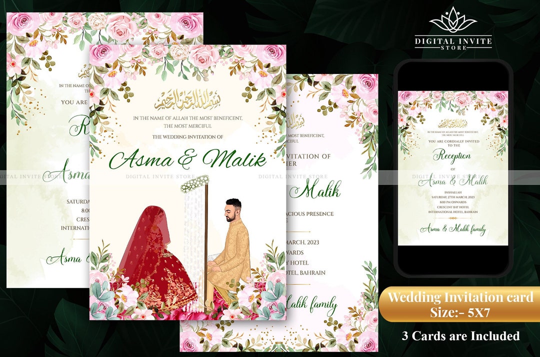 Walimah Invite Set, Muslim Wedding Digital Invites as Nikkah ...