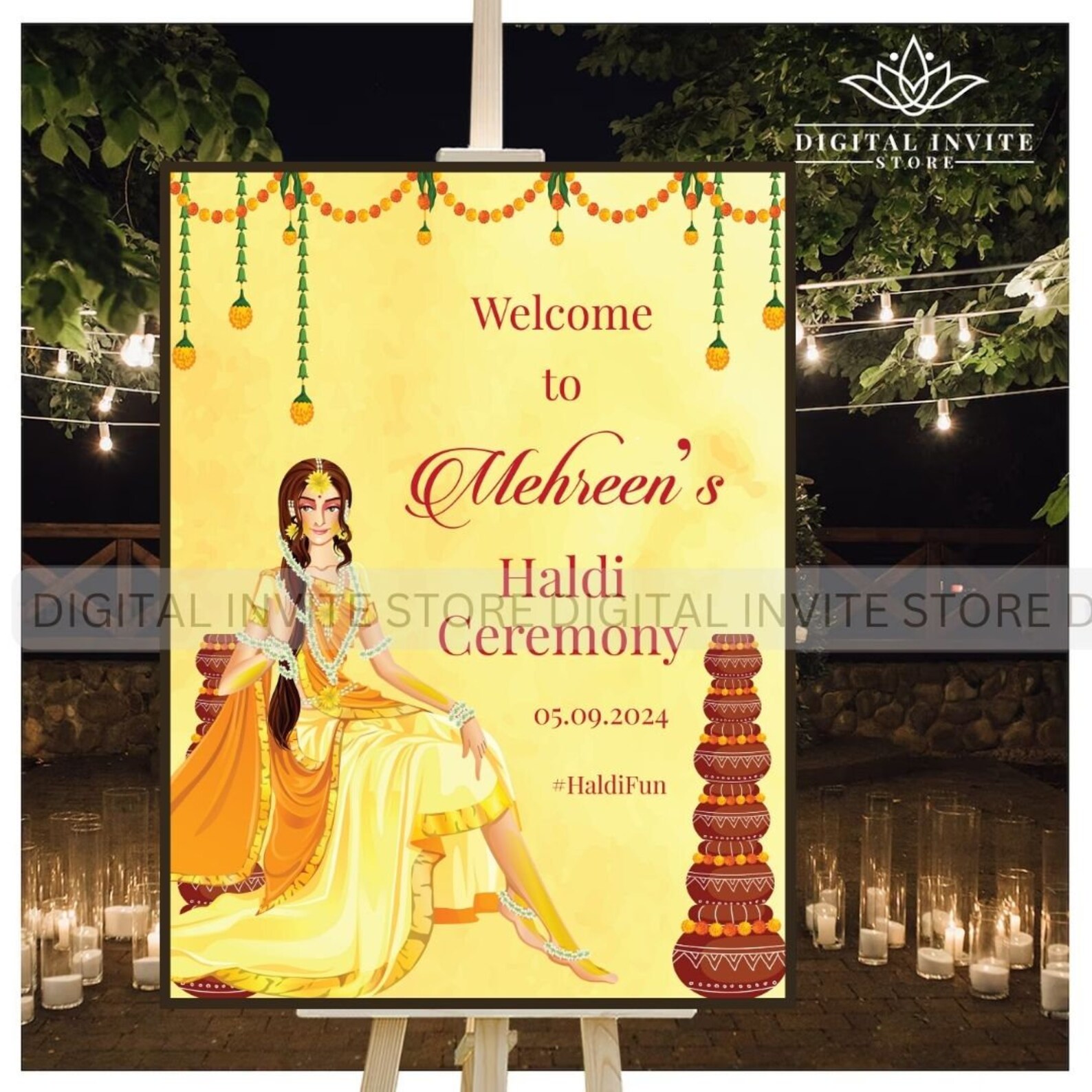 Haldi Ceremony Signages, Haldi Welcome Ceremony Signage, Floral Welcome ...