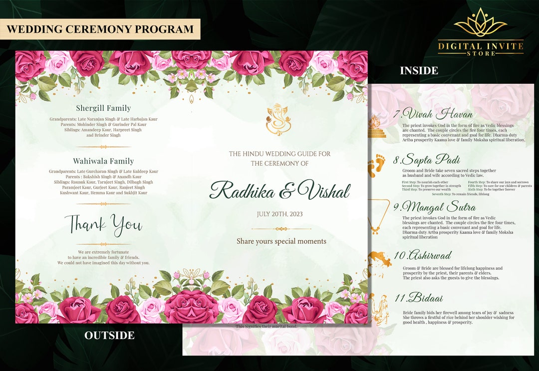 Hindu Wedding Program, Hindu Ceremony Program & Indian Wedding Program ...
