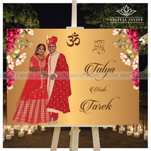Custom Portrait Indian Wedding Welcome Signage, Kobar Wedding Signage ...