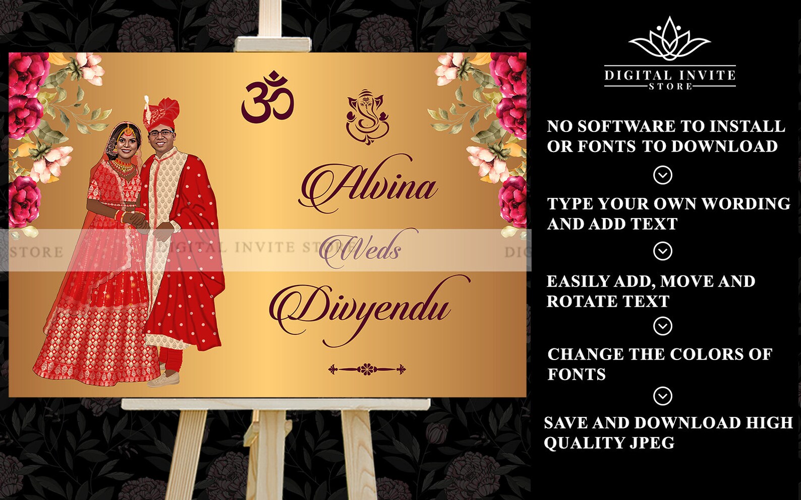 Custom Portrait Indian Wedding Welcome Signage Kobar Wedding - Etsy