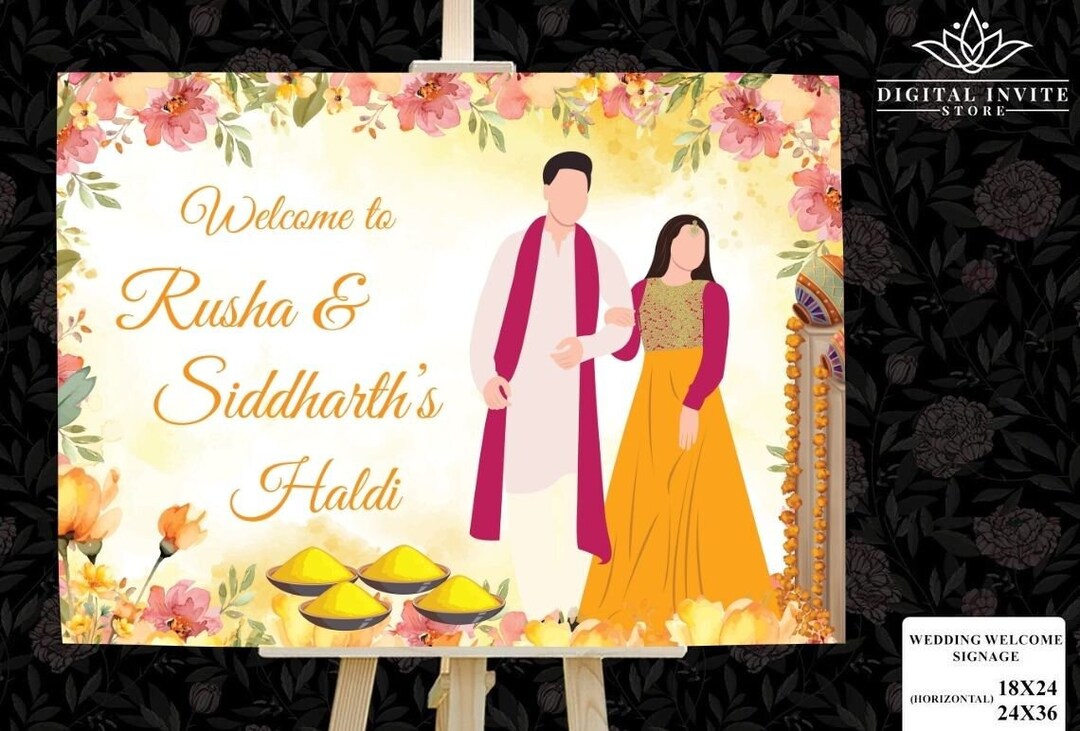 Haldi Party Signage, Haldi Welcome Signs & Welcome to Our Haldi Night ...